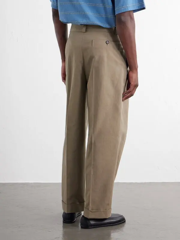 MARGARET HOWELL Straight-leg Pleated Cotton-drill Trousers