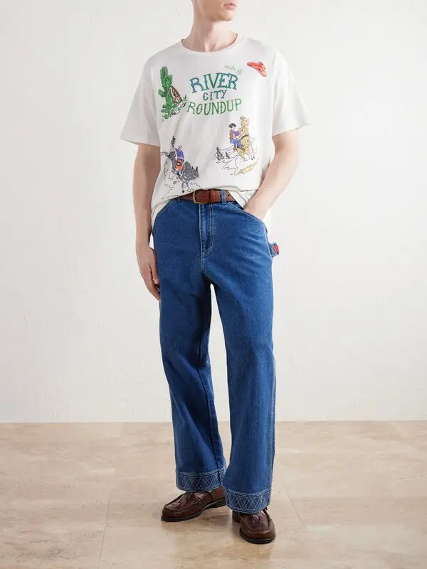 BODE River City Printed Cotton-jersey T-shirt