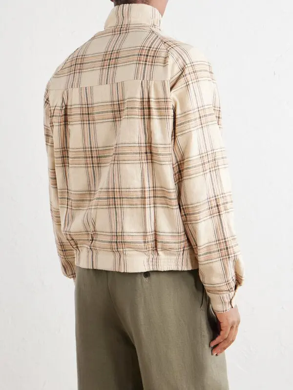 KARDO Stanley Embroidered Checked Cotton Bomber Jacket - Neutrals