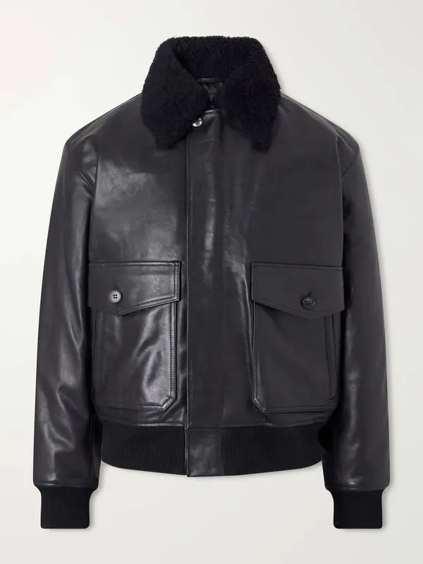 A.p.c. Charles Wool-fleece Trimmed Leather Jacket