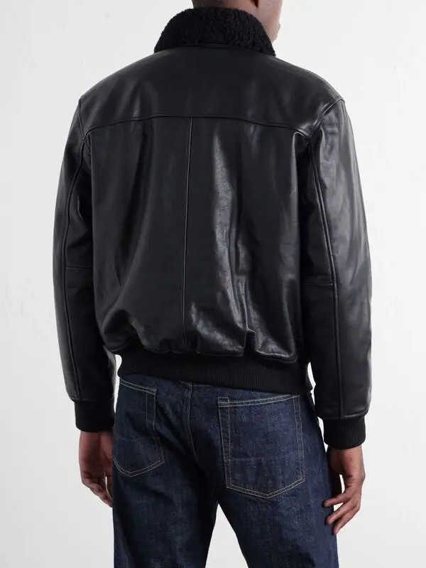 A.p.c. Charles Wool-fleece Trimmed Leather Jacket