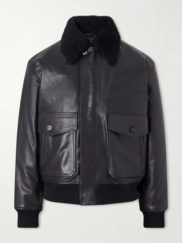 A.p.c. Charles Wool-fleece Trimmed Leather Jacket