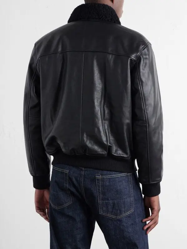 A.p.c. Charles Wool-fleece Trimmed Leather Jacket