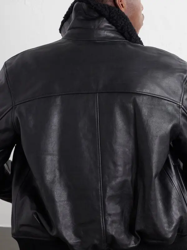 A.p.c. Charles Wool-fleece Trimmed Leather Jacket