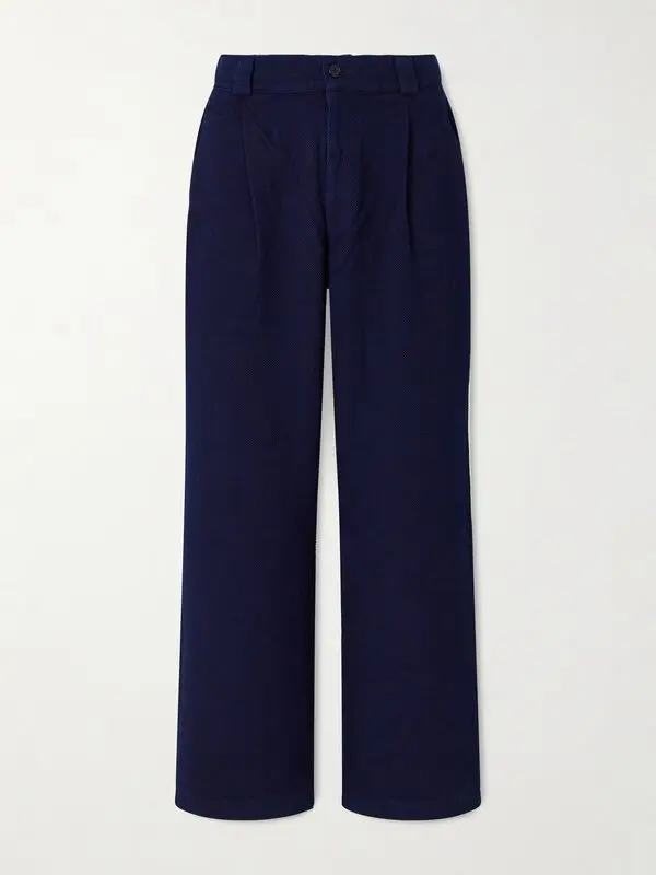 Blue Blue Japan Straight-leg Pleated Sashiko-cotton Trousers