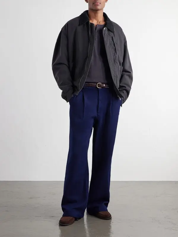 Blue Blue Japan Straight-leg Pleated Sashiko-cotton Trousers