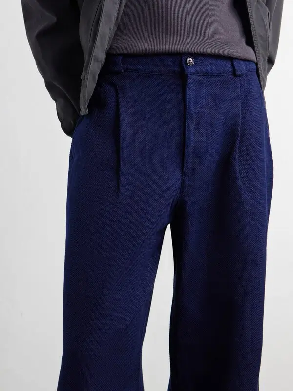Blue Blue Japan Straight-leg Pleated Sashiko-cotton Trousers