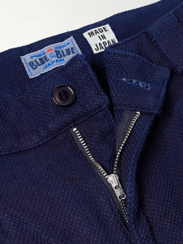 Blue Blue Japan Straight-leg Pleated Sashiko-cotton Trousers
