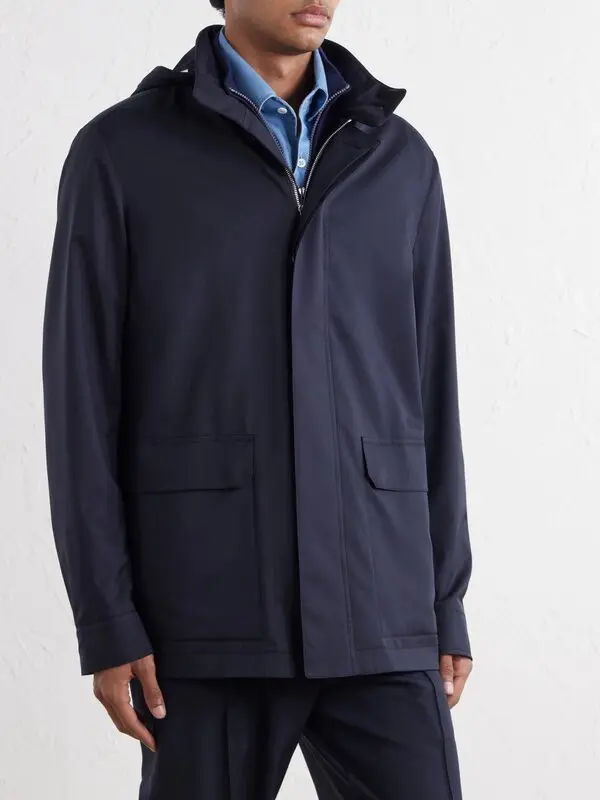 Zegna Twill Hooded Coat
