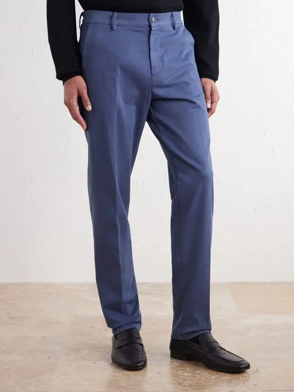 Canali Straight-leg Stretch-cotton Gabardine Trousers
