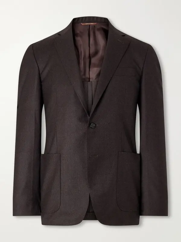 Canali Kei Wool Suit Jacket - Brown