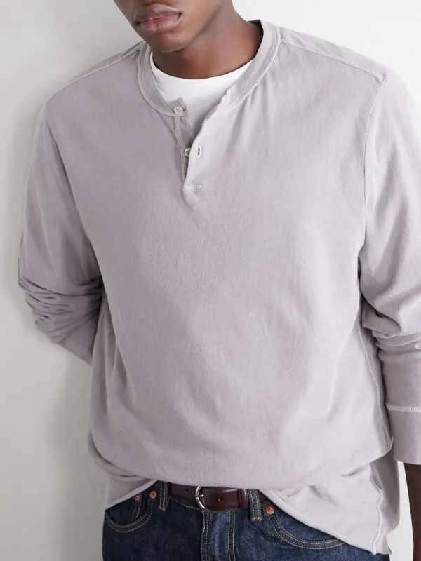 JAMES PERSE Cotton-jersey Henley T-shirt