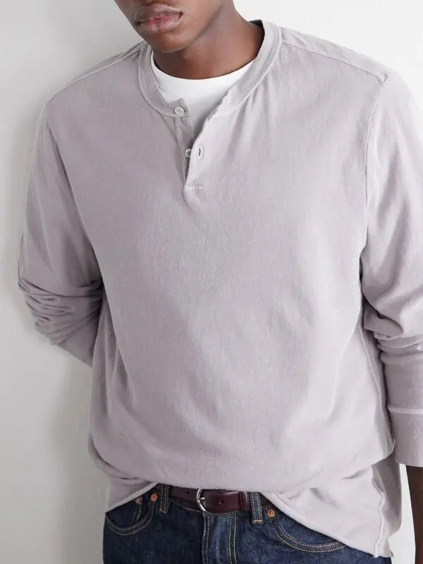 JAMES PERSE Cotton-jersey Henley T-shirt - Gray