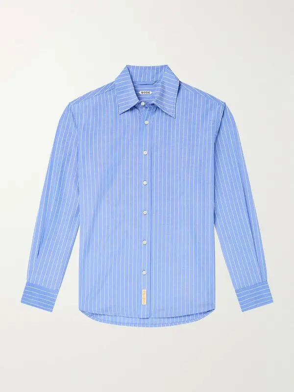 BODE Striped Cotton-poplin Shirt