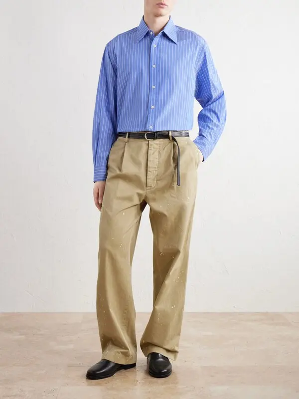 BODE Striped Cotton-poplin Shirt - Blue