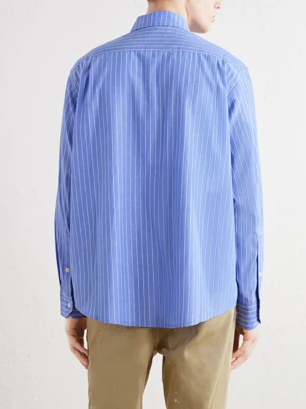BODE Striped Cotton-poplin Shirt - Blue