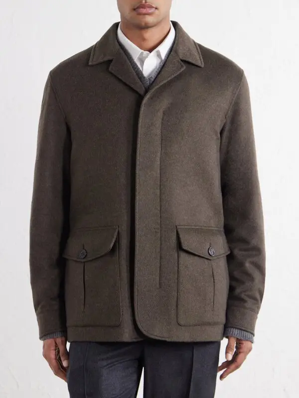 Zegna Oasi Herringbone Cashmere Coat - Green