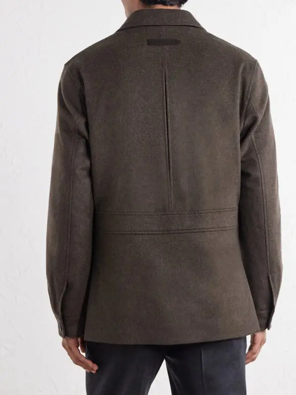 Zegna Oasi Herringbone Cashmere Coat - Green
