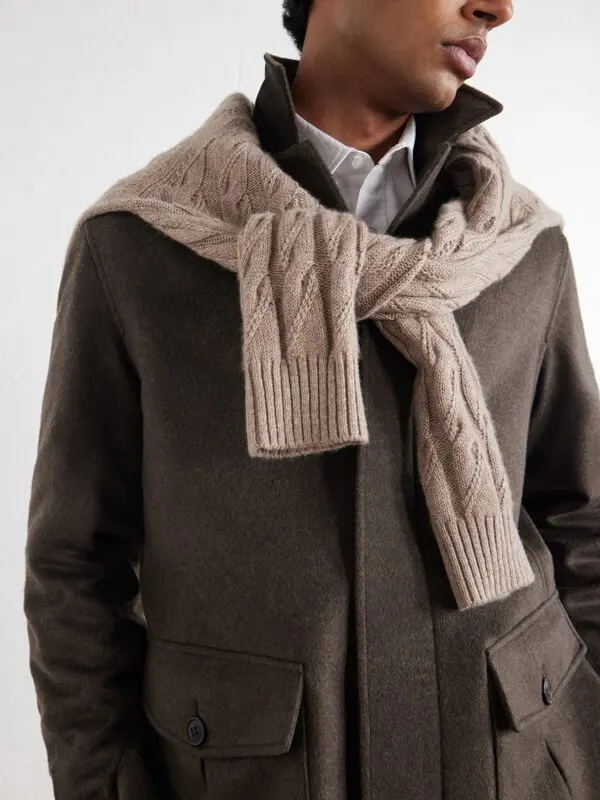 Zegna Oasi Herringbone Cashmere Coat - Green