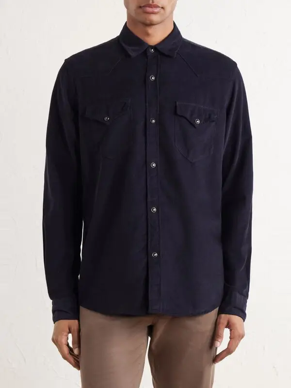 Canali Cotton-corduroy Shirt - Blue