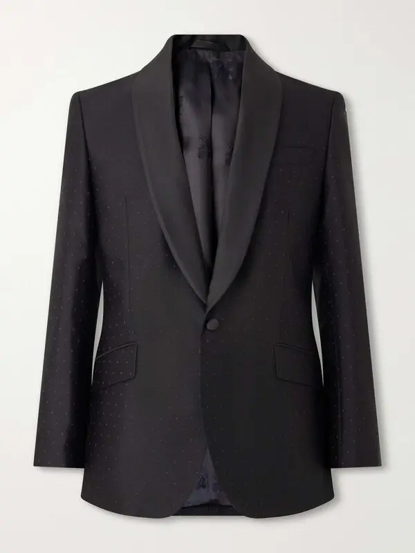 FAVOURBROOK Polka-dots Wool And Silk-blend Tuxedo Jacket