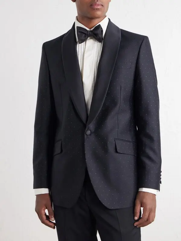 FAVOURBROOK Polka-dots Wool And Silk-blend Tuxedo Jacket