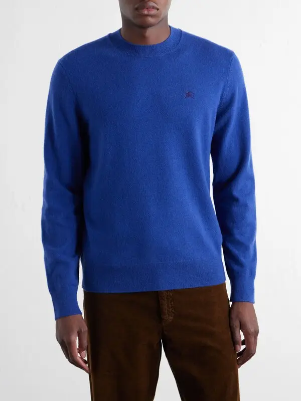 Burberry Logo-embroidered Cashmere-blend Sweater - Blue