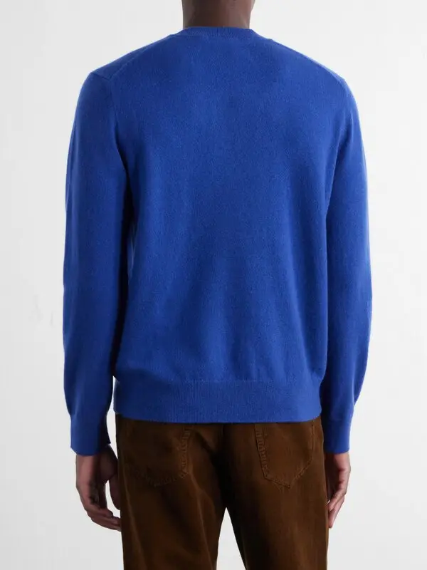 Burberry Logo-embroidered Cashmere-blend Sweater - Blue