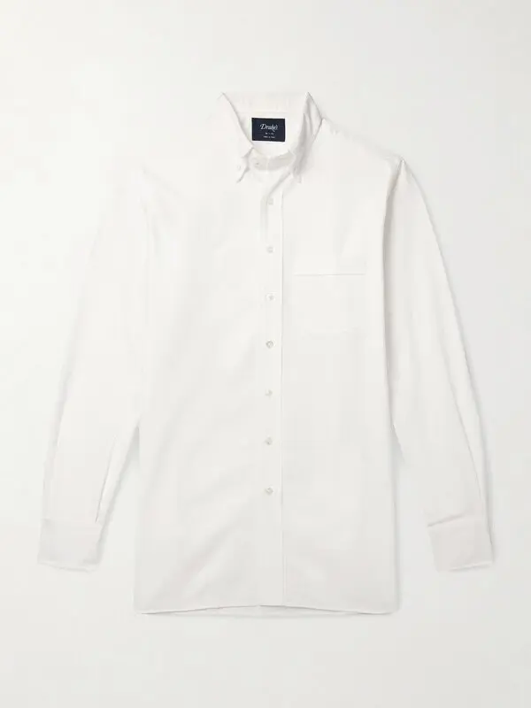 DRAKE'S Button-down Collar Cotton Oxford Shirt