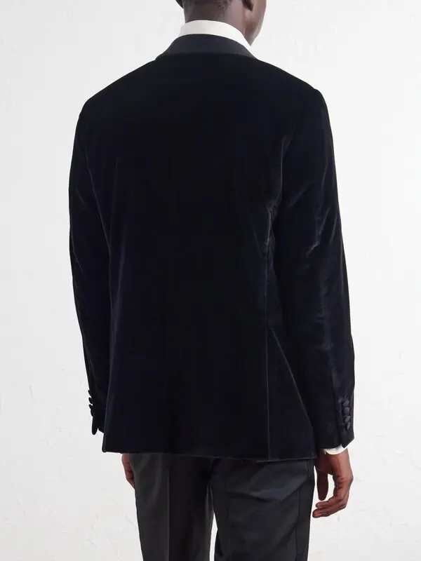 Canali Shawl-collar Satin-trimmed Cotton-velvet Tuxedo Jacket
