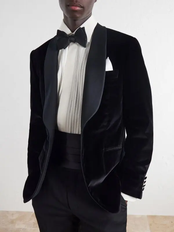 Canali Shawl-collar Satin-trimmed Cotton-velvet Tuxedo Jacket