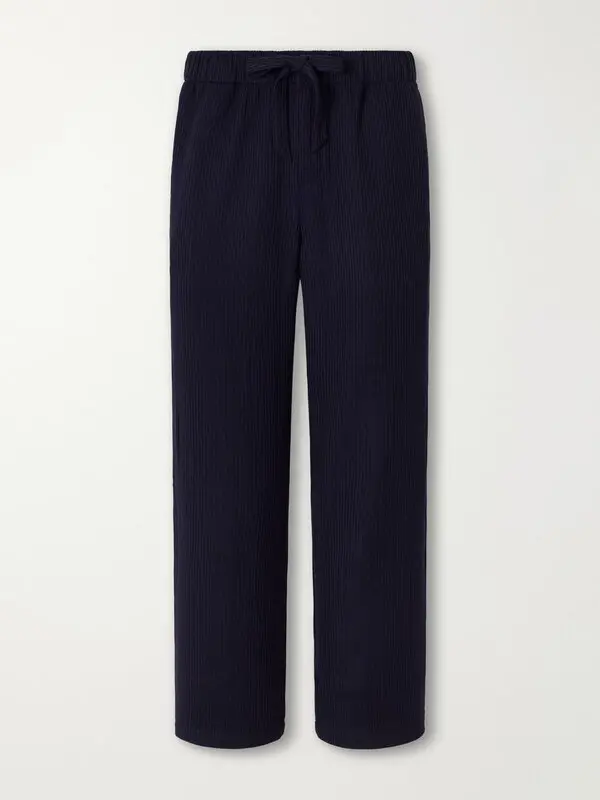 Frescobol Carioca Luan Straight-leg Wool Drawstring Trousers - Blue