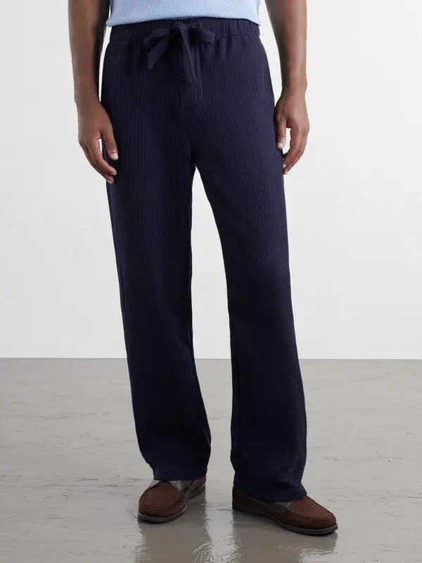Frescobol Carioca Luan Straight-leg Wool Drawstring Trousers - Blue