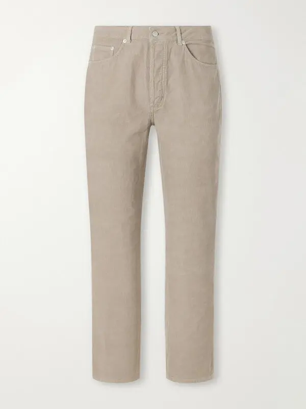 Officine Générale Straight-leg Cotton-corduroy Trousers - Neutrals