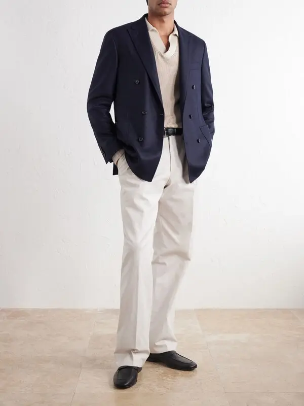 Canali Kei Double-breasted Wool And Silk-blend Blazer