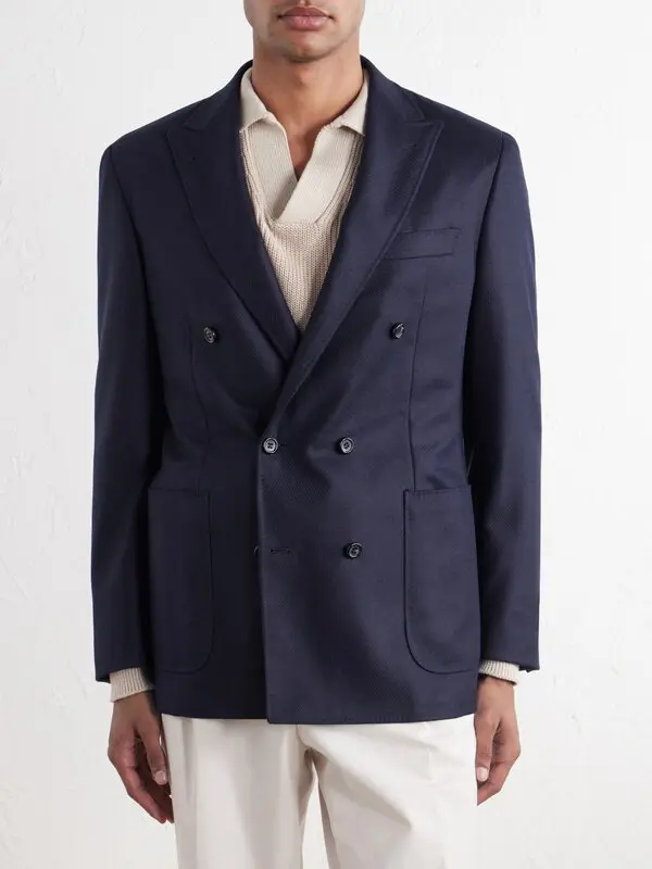 Canali Kei Double-breasted Wool And Silk-blend Blazer