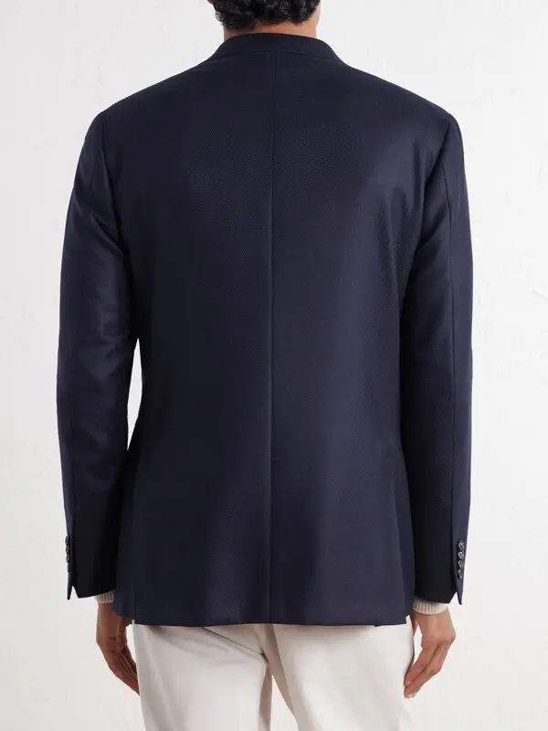 Canali Kei Double-breasted Wool And Silk-blend Blazer