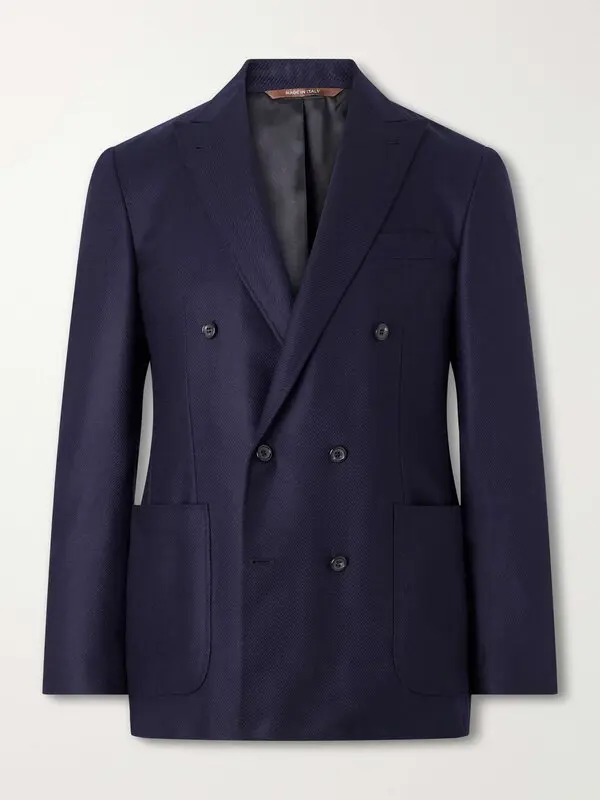 Canali Kei Double-breasted Wool And Silk-blend Blazer