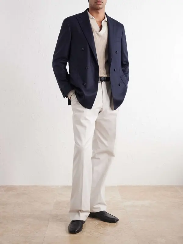 Canali Kei Double-breasted Wool And Silk-blend Blazer