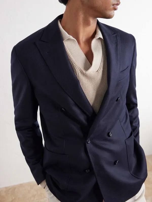 Canali Kei Double-breasted Wool And Silk-blend Blazer