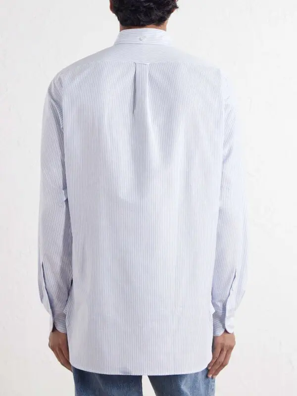 DRAKE'S Button-down Collar Striped Cotton Oxford Shirt