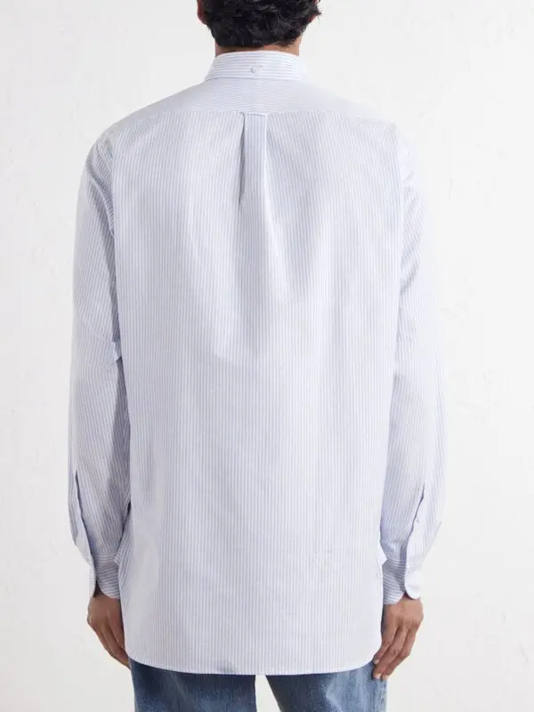 DRAKE'S Button-down Collar Striped Cotton Oxford Shirt
