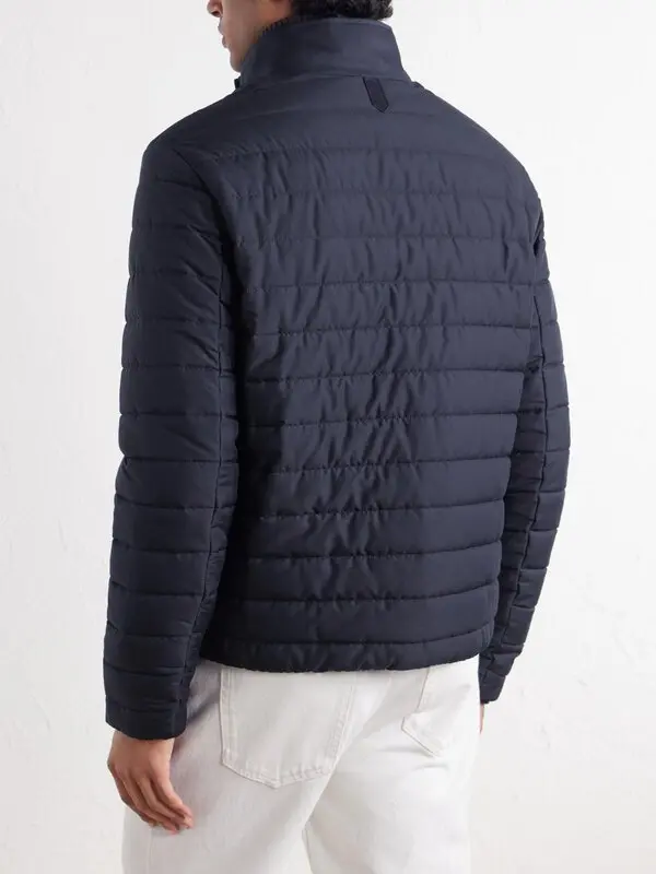 Canali Leather-trimmed Quilted Shell Bomber Jacket