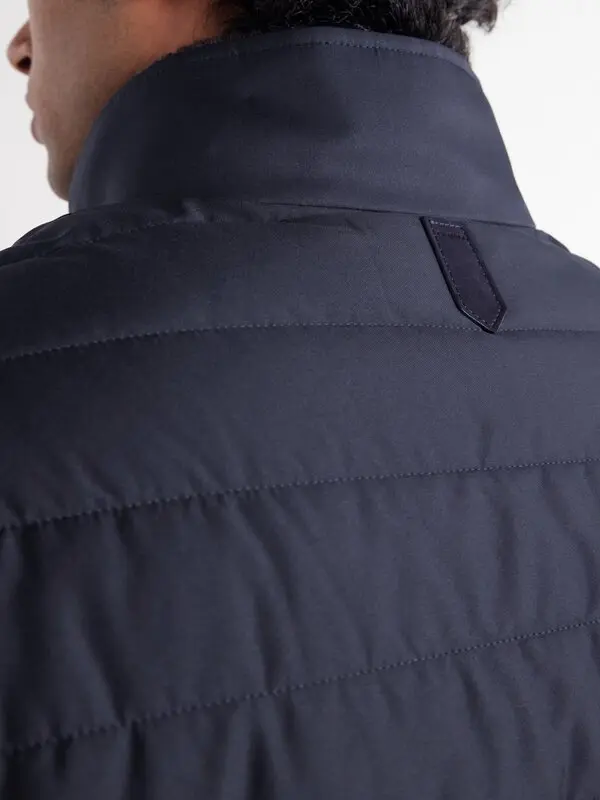Canali Leather-trimmed Quilted Shell Bomber Jacket