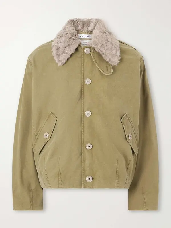Our Legacy Aerial Wool And Linen-blend Trimmed Cotton-canvas Jacket