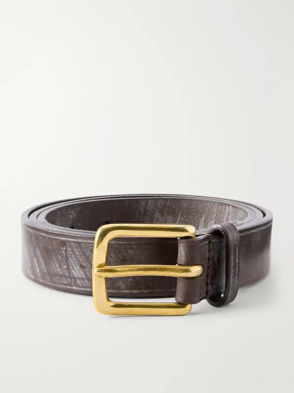 DRAKE'S 2cm Leather Belt - Brown