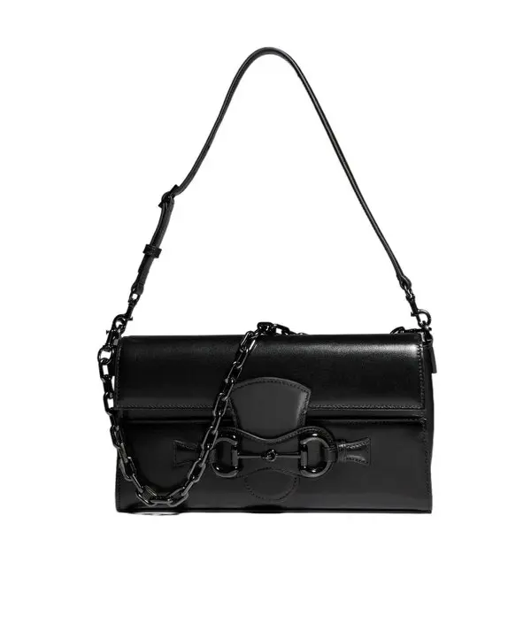 Gucci Horsebit Ristretto Medium Shoulder Bag - Black