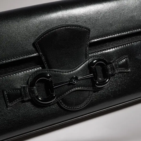 Gucci Horsebit Ristretto Medium Shoulder Bag - Black
