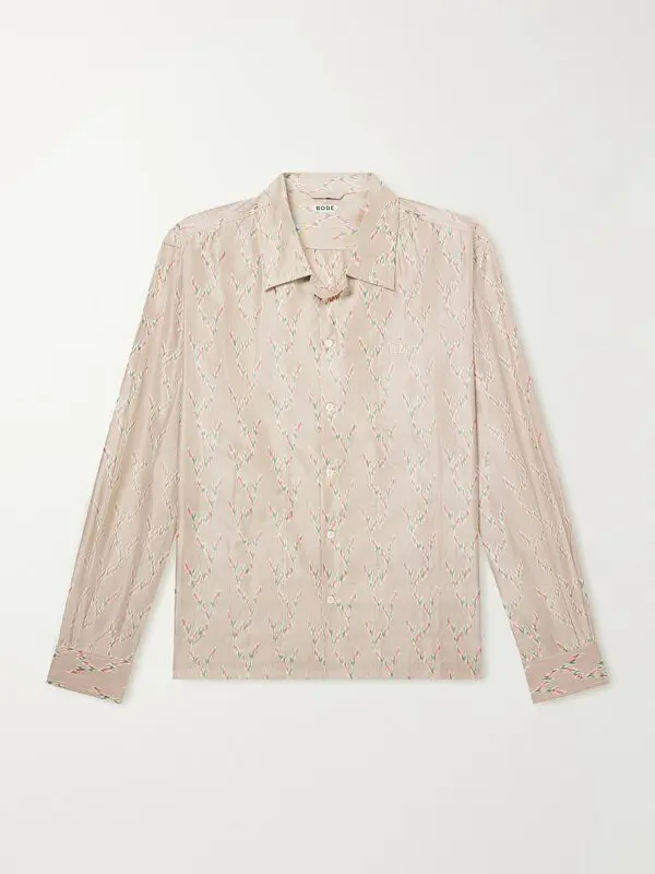 BODE Sagebrush Printed Silk-satin Shirt - Neutrals