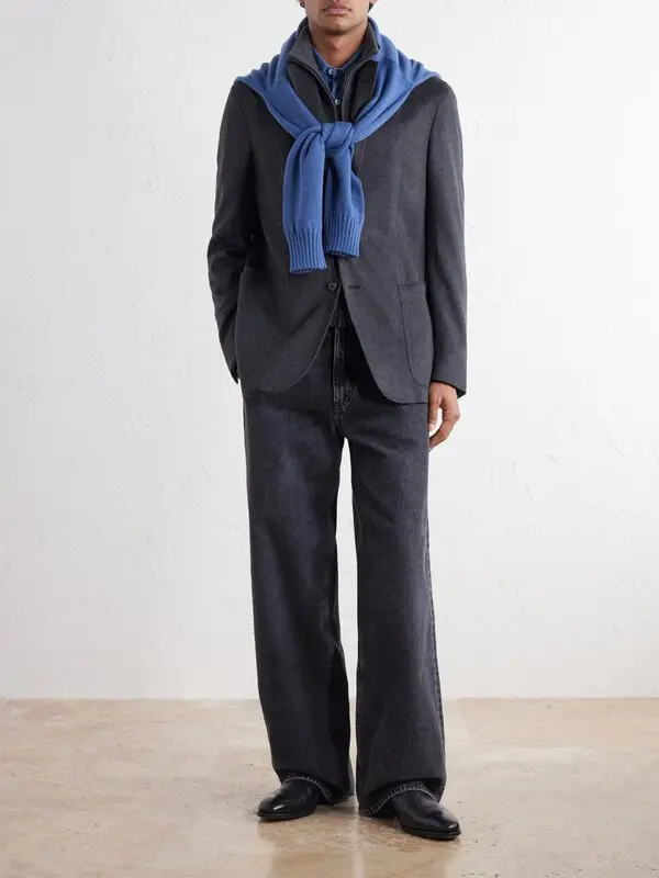 Zegna Oasi Cashmere-felt Blazer With Detachable Knitted Liner